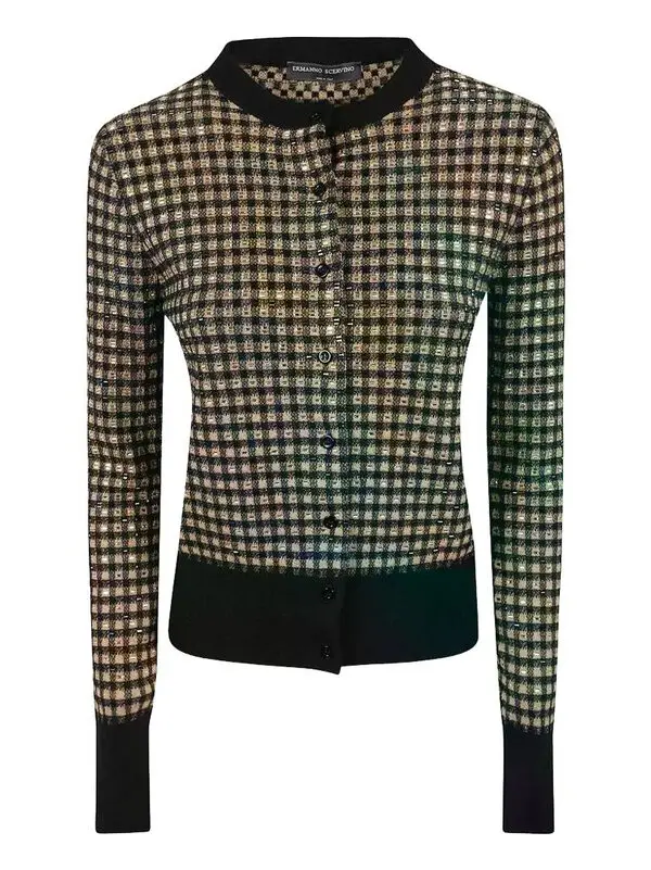 Ermanno Scervino Crystal-embellished Gingham Cardigan - Black