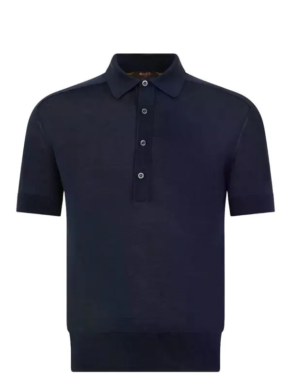 MOORER Sleeved Polo Shirt - Blue