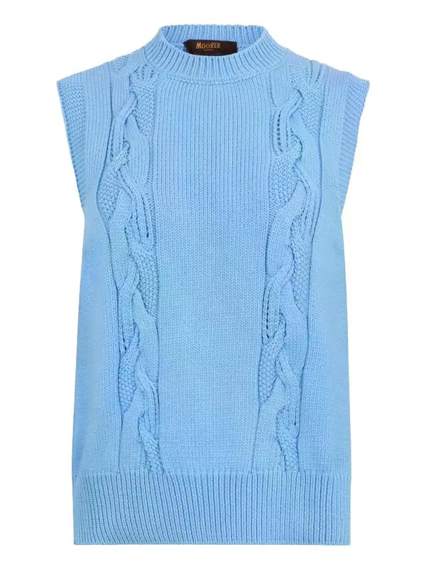 MOORER Cable-knit Vest - Blue
