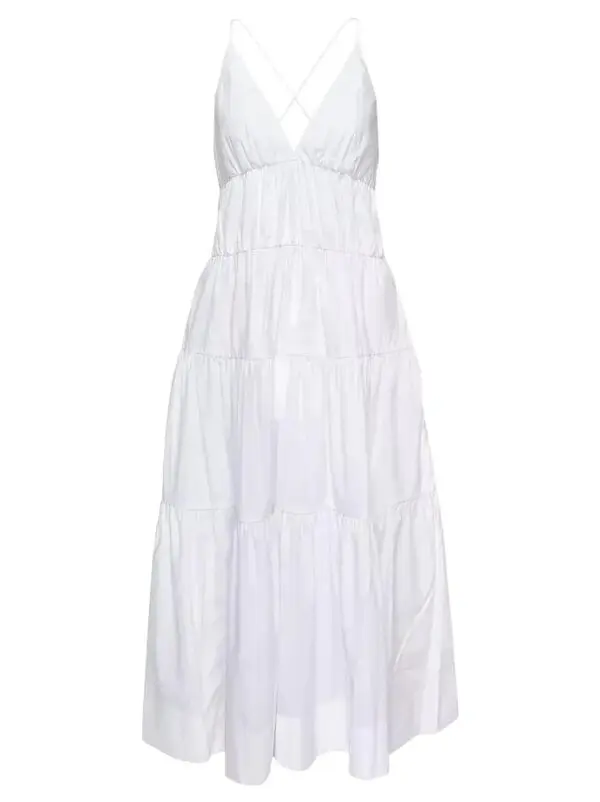 CLUB21 Cut-out Tiered Midi Dress - White