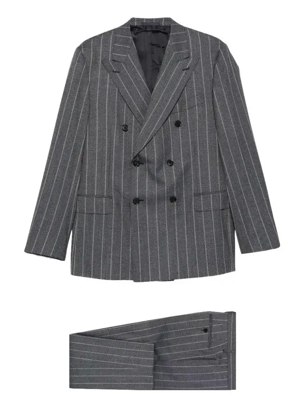 Caruso Pinstriped Double-breasted Suit - Grey