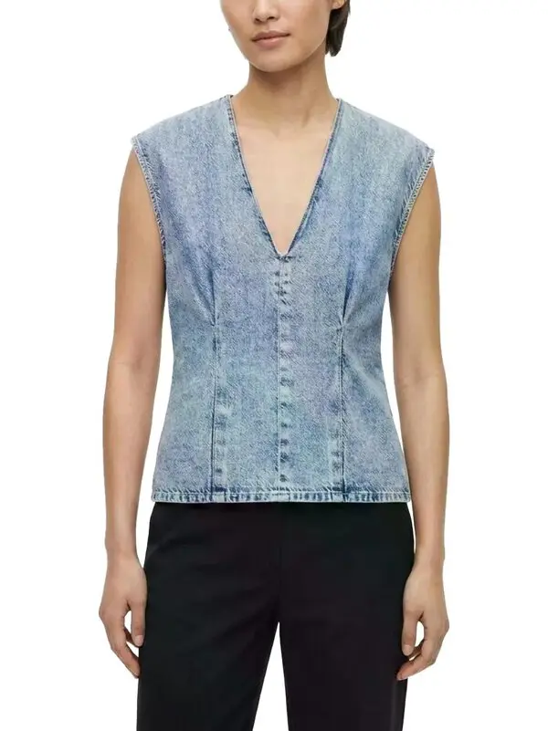 Rag & Bone Ava V-neck Sleeveless Denim Top - Blue