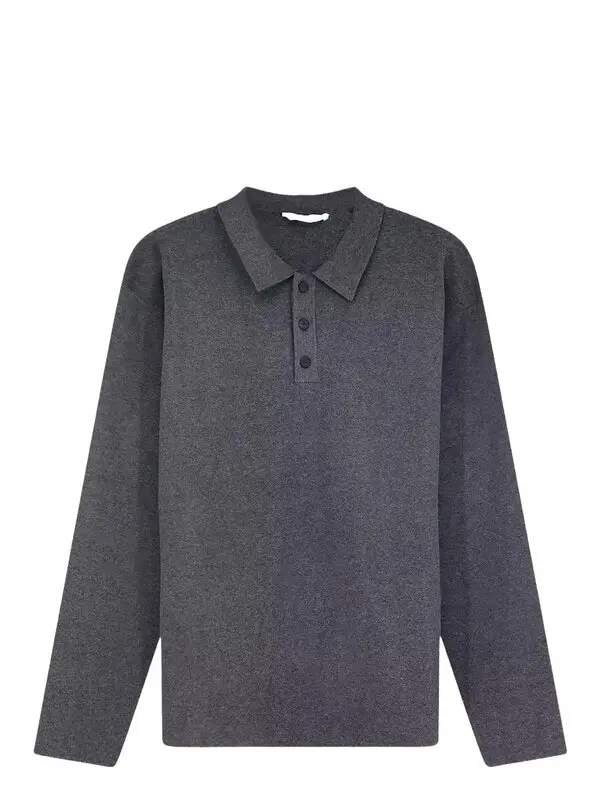 HEVO Button-fastening Long-sleeve Polo - Grey