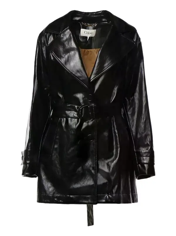 Chloé Belted Button-front Jacket With Notch Lapels - Black