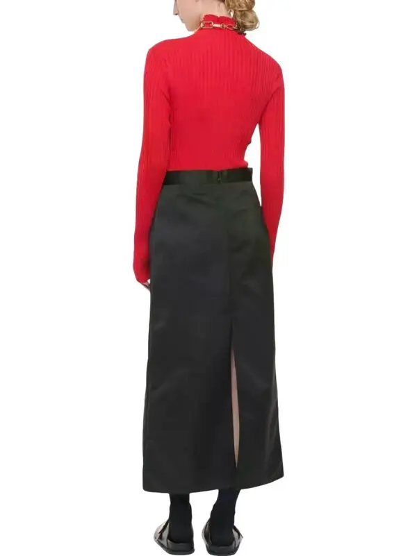 Plan C Maxi Skirt With Front Slit - Black