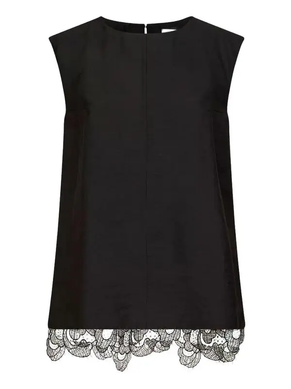 Studio Nicholson Sleeveless Scalloped Lace Insert Blouse - Black