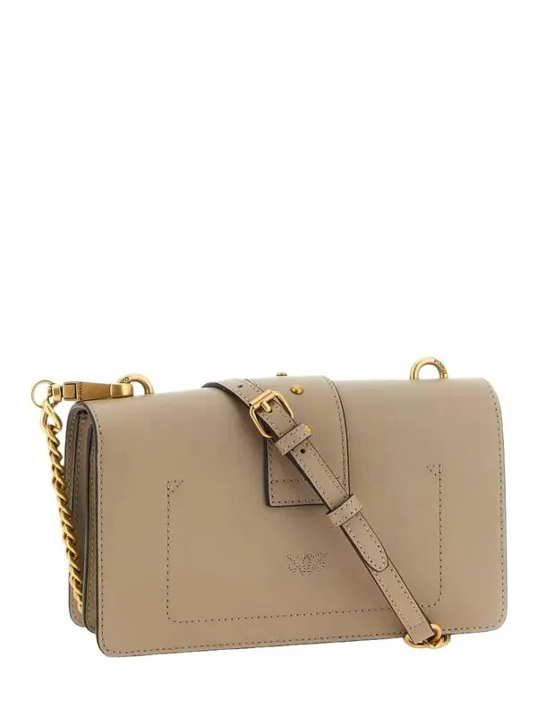 Pinko Love One Leather Crossbody Bag - Neutrals