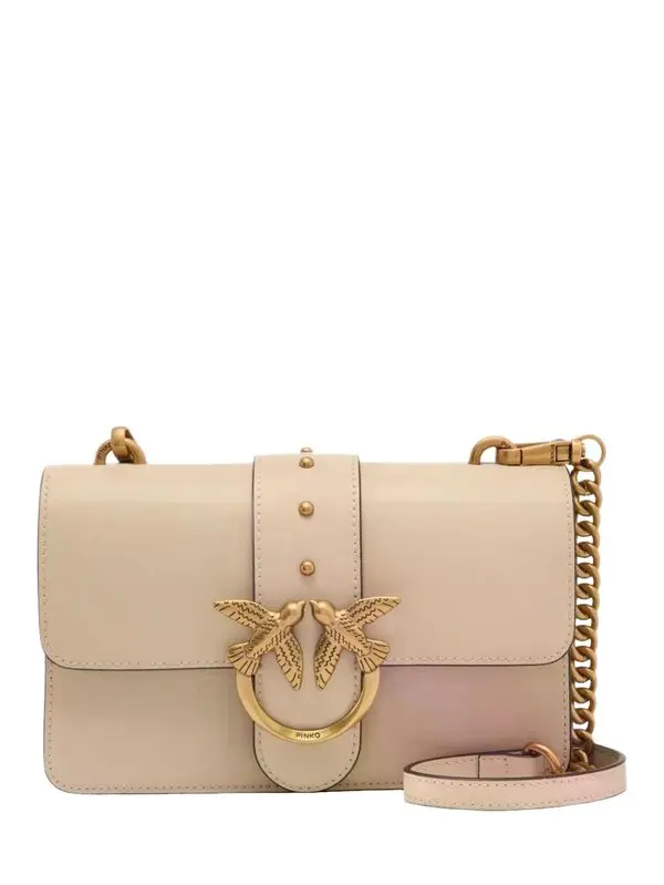Pinko Love One Leather Crossbody Bag - Neutrals