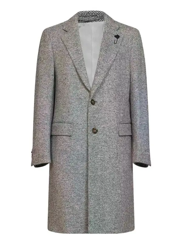 LARDINI Single-breasted Herringbone Coat - Grey