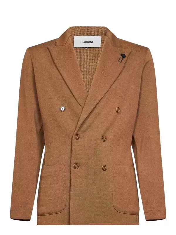 LARDINI Double-breasted Peak-lapel Blazer - Brown