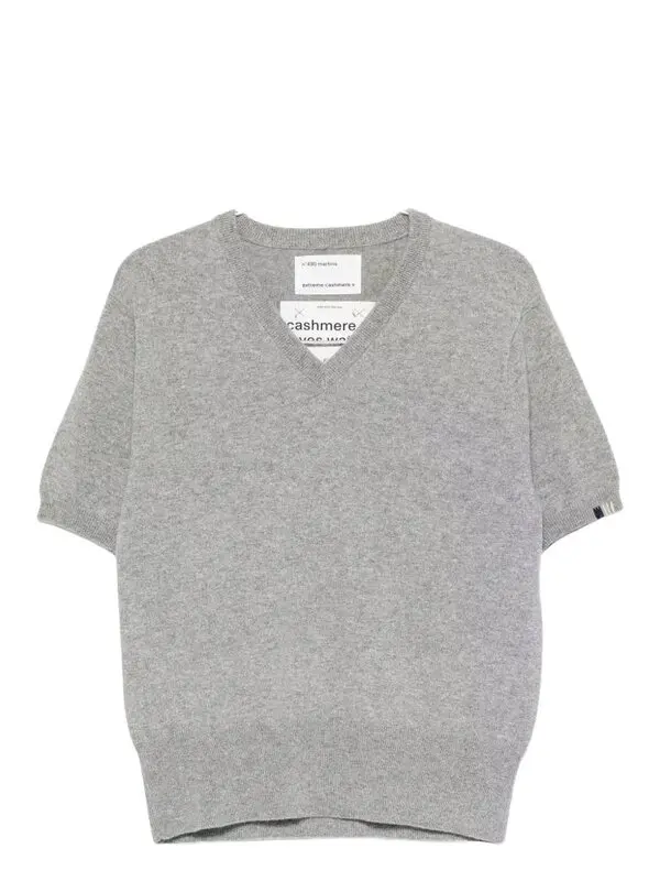 Extreme Cashmere Martina V-neck Short-sleeve Sweater - Grey