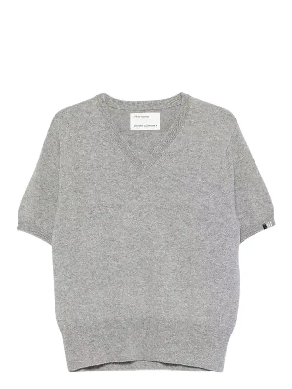 Extreme Cashmere Martina V-neck Short-sleeve Sweater - Grey