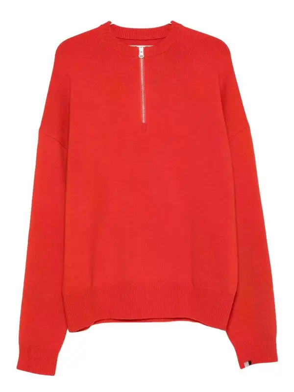 Extreme Cashmere Fine Knit Quarter-zip Sweater - Red