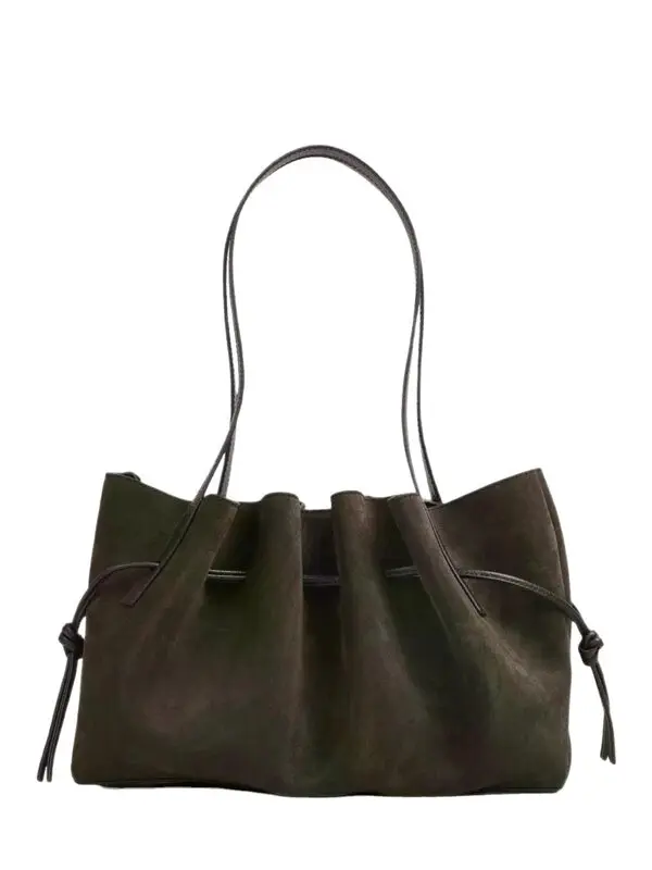 Yuzefi Scallop Suede Shoulder Bag - Brown