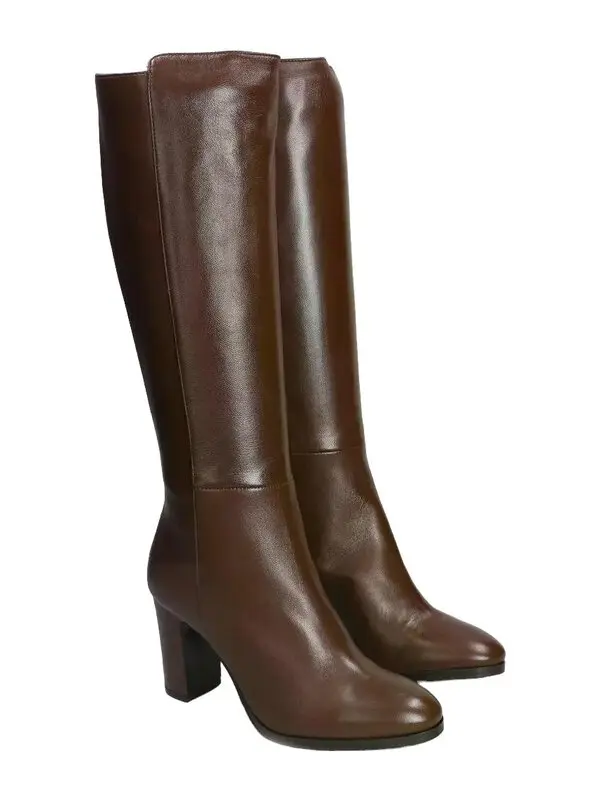 JULIE DEE Side-zip Leather Boots - Brown