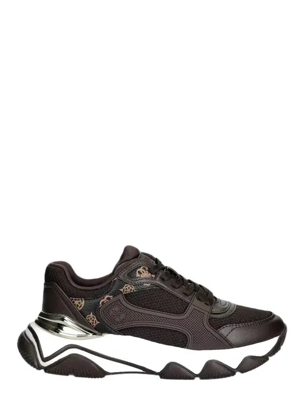 Guess Logo-print Panelled Sneakers - Brown