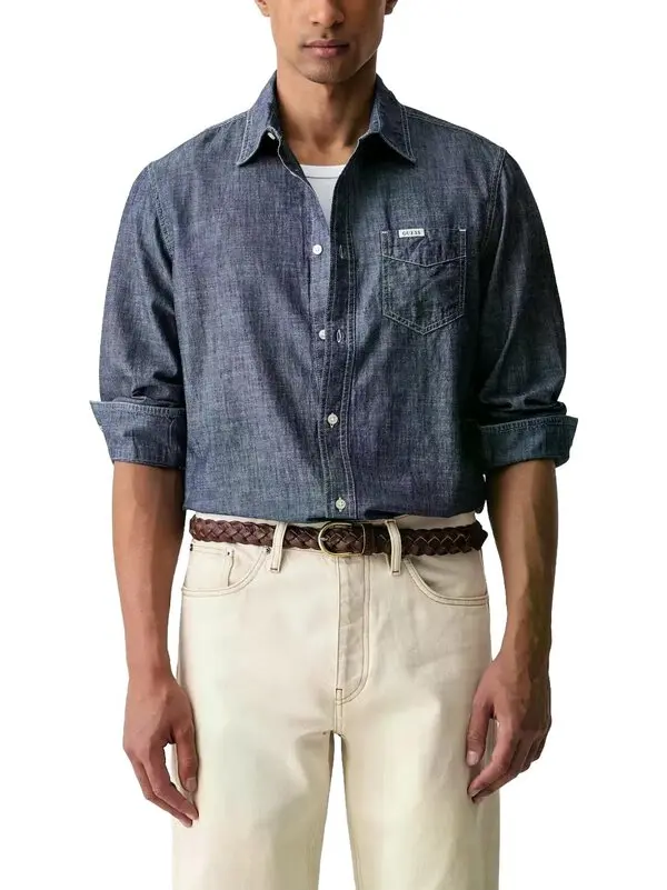 Guess Button-down Chest-pocket Shirt - Blue