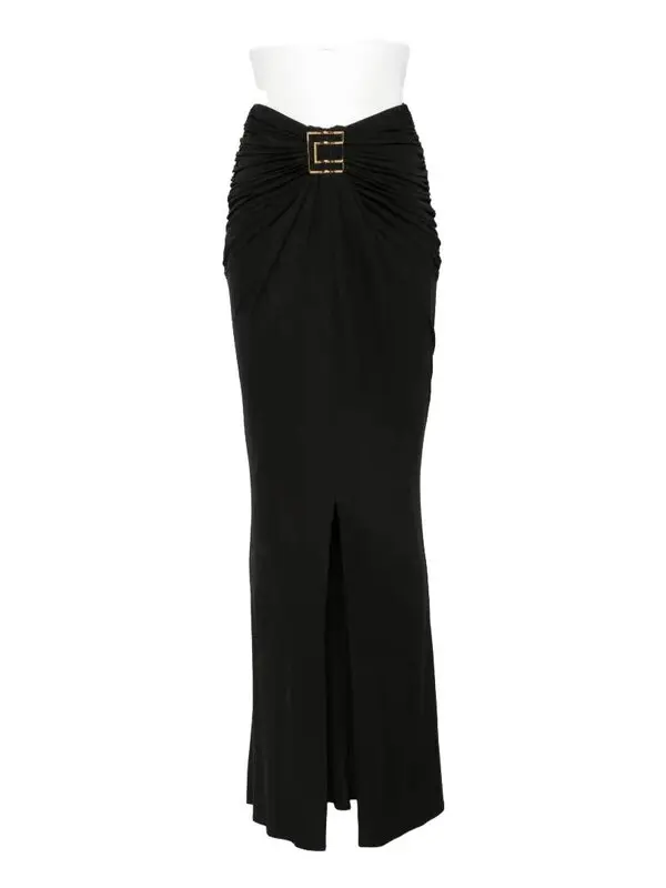 Elisabetta Franchi Ruched Logo-plaque Skirt - Black