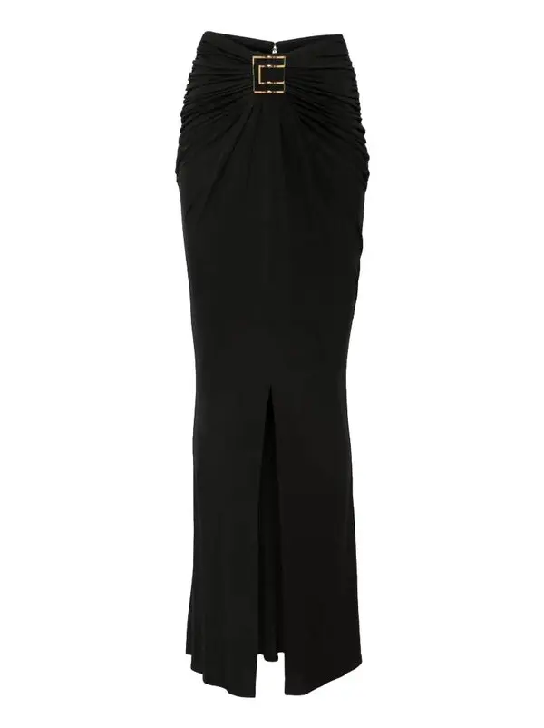 Elisabetta Franchi Ruched Logo-plaque Skirt - Black