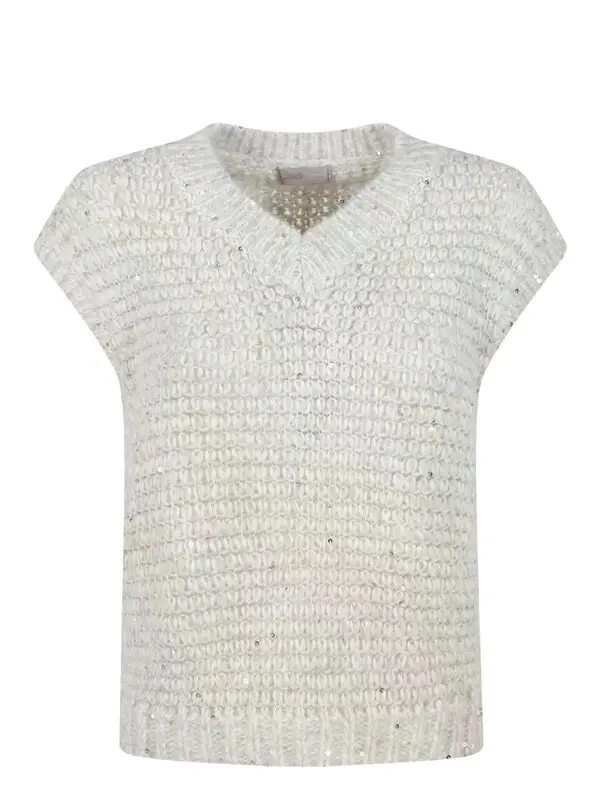 Herno Sequin Embellished V-neck Sweater - Grey
