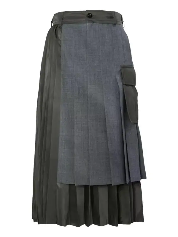 Sacai Panelled Pleated Skirt - Grey