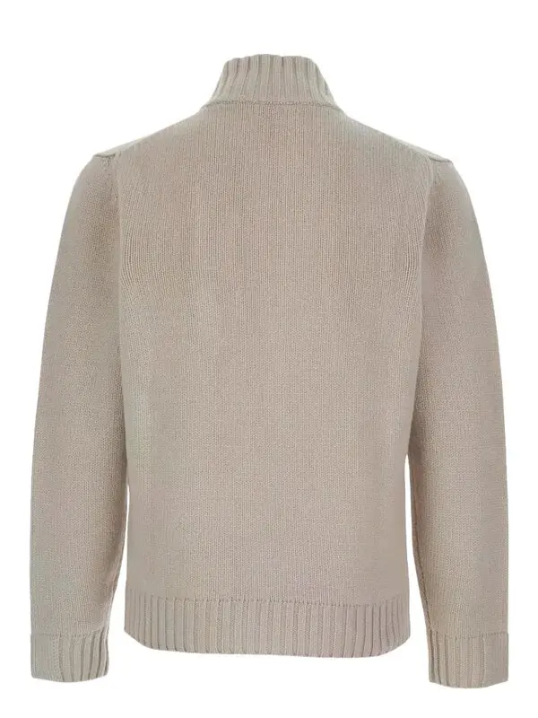 KANGRA Zip-up Ribbed-trim Cardigan - Neutrals