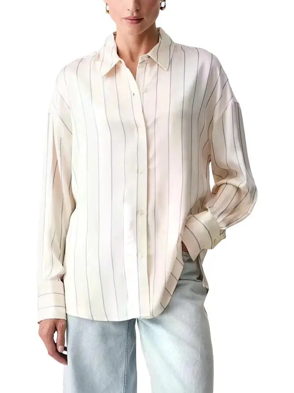 Guess Vertical Stripe Long Sleeve Shirt - Neutrals