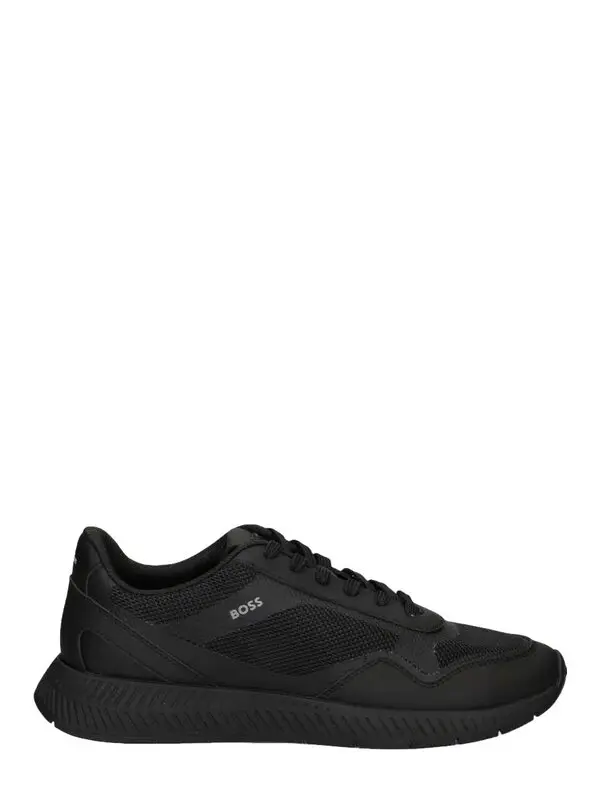 BOSS Mesh Trainers With Ribbed Sole - Black
