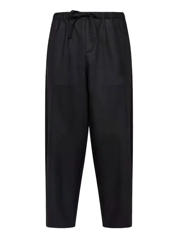 ROSE BURRITO Drawstring Waist Virgin Wool Trousers - Black