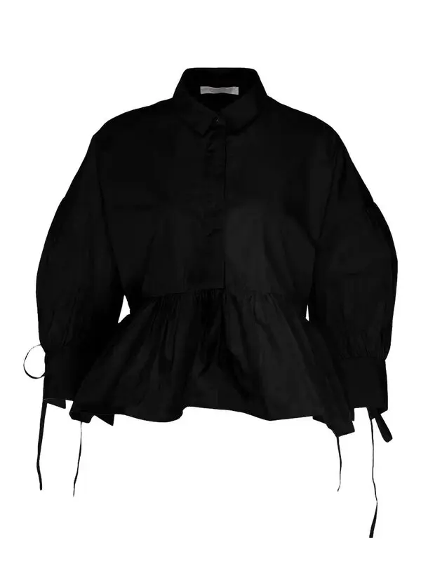 CLUB21 Oversized Ruffled Peplum Blouse - Black
