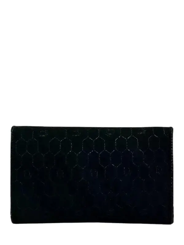 Dior 1980-1990 Honeycomb Canvas Chain Flap Crossbody Bag - Black