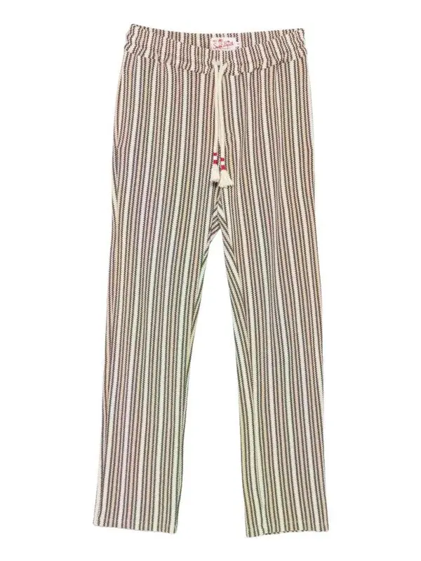 MC2 SAINT BARTH Calais Chevron-stripe Drawstring Trousers - Neutrals