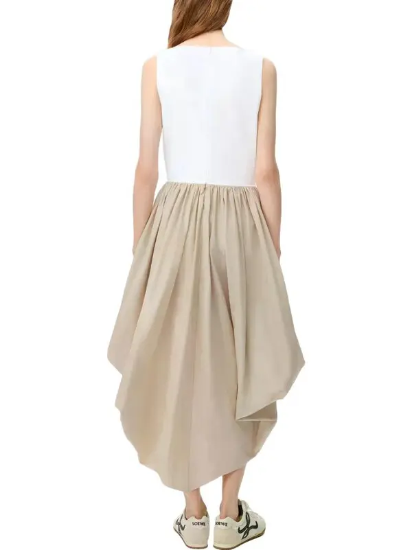 Loewe Sleeveless Ruffled Asymmetric Draped Skirt Dress - Neutrals