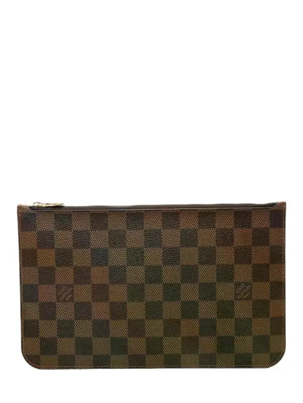 LOUIS VUITTON Damier Ebene Neverfull Pochette Clutch Bag - Brown