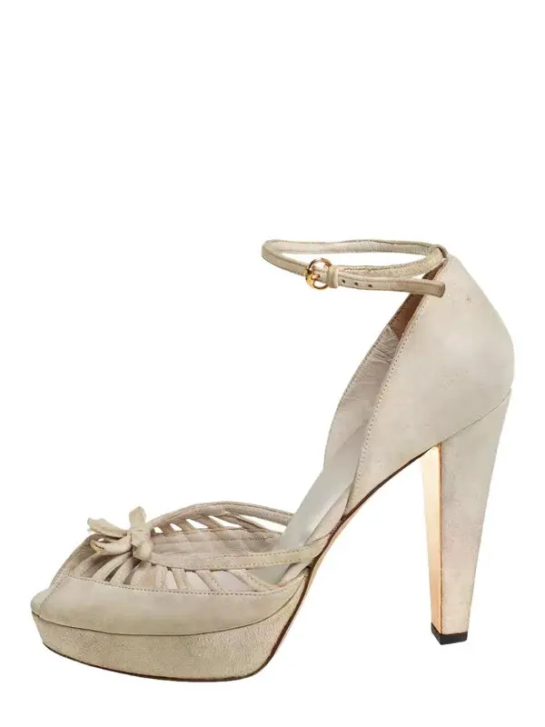Gucci Bow-detail Platform Sandals - Neutrals