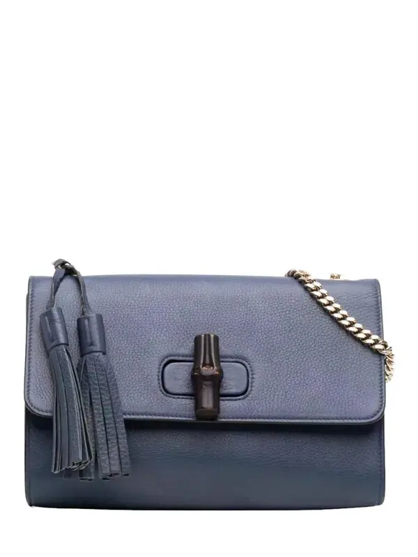 Gucci Leather Miss Bamboo Crossbody Bag - Blue