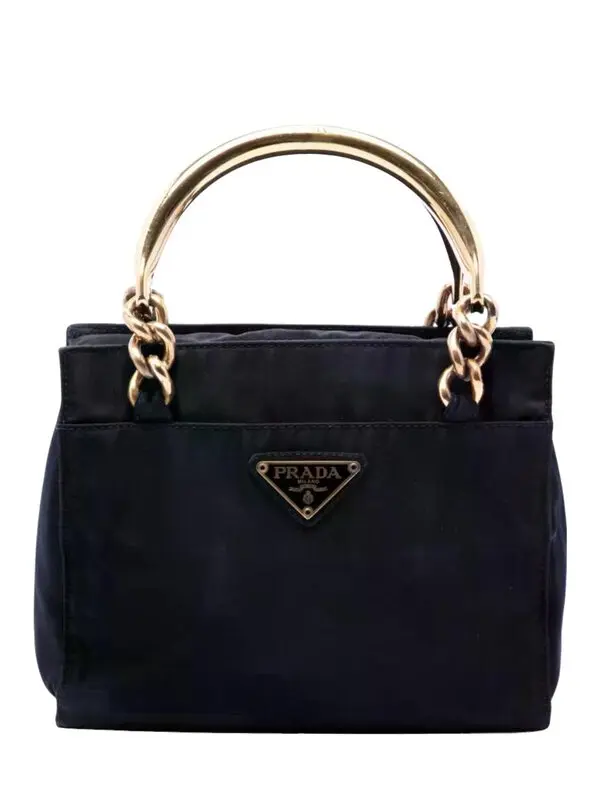 Prada Tessuto Metal Handle Bag Handbag - Blue