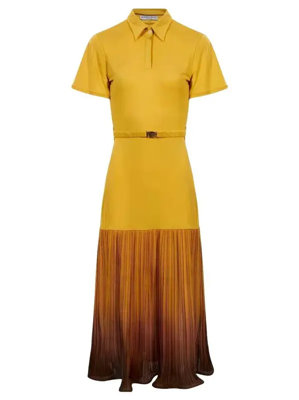 ROWEN ROSE Polo-collar Ombré-effect Midi Dress - Yellow