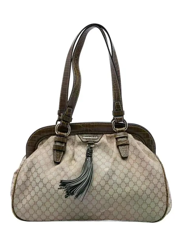 Celine Macadam Canvas Tassel Frame Satchel - Neutrals