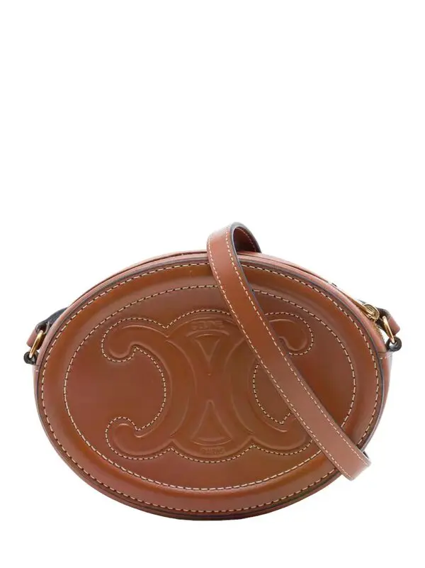 Celine 2021 Small Calfskin Cuir Triomphe Oval Crossbody Bag - Brown