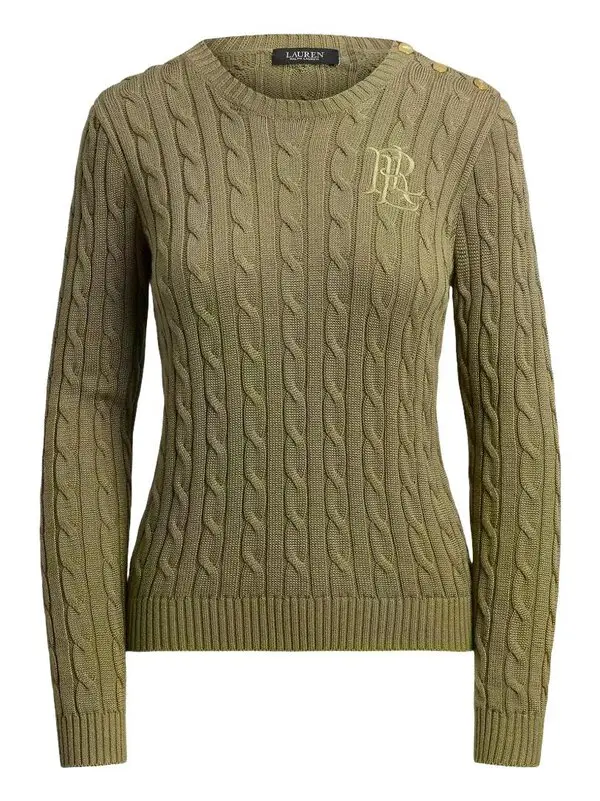 Ralph Lauren Cable Knit Button Detail Sweater - Green