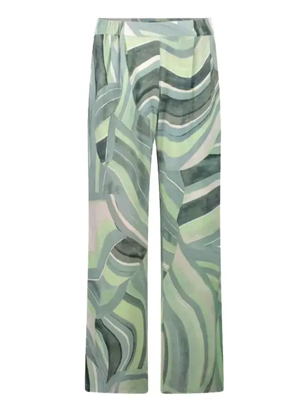 BETTY BARCLAY Abstract Print Wide-leg Trousers - Green