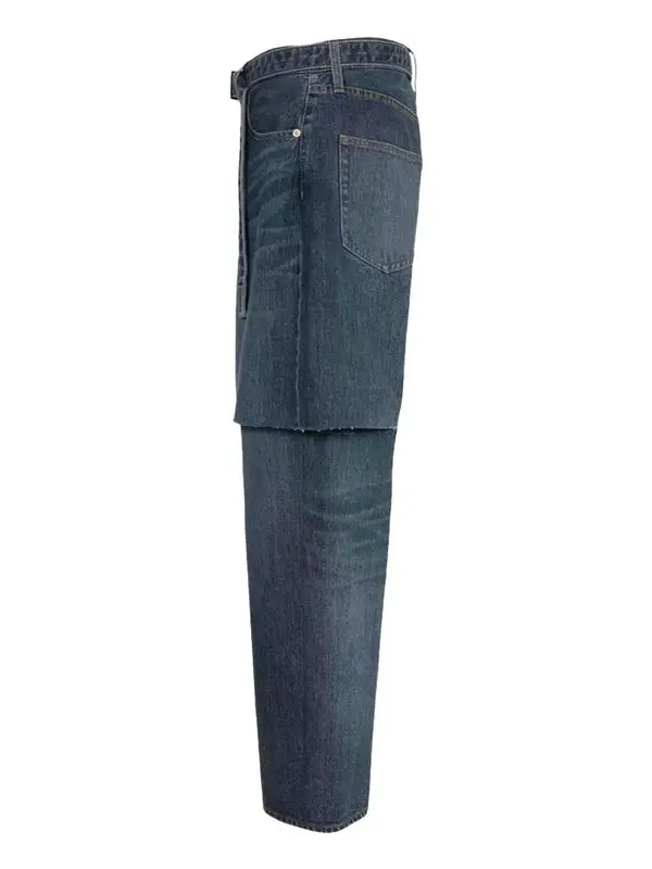 Sacai Layered Detail Belted Jeans - Blue