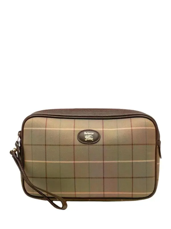 Burberry 20th Century Vintage Check Canvas Clutch Bag - Brown
