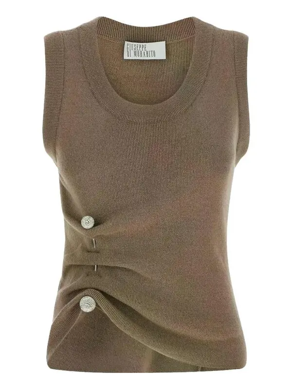 Giuseppe Di Morabito Sleeveless Crystal-embellished Ruched Top - Brown