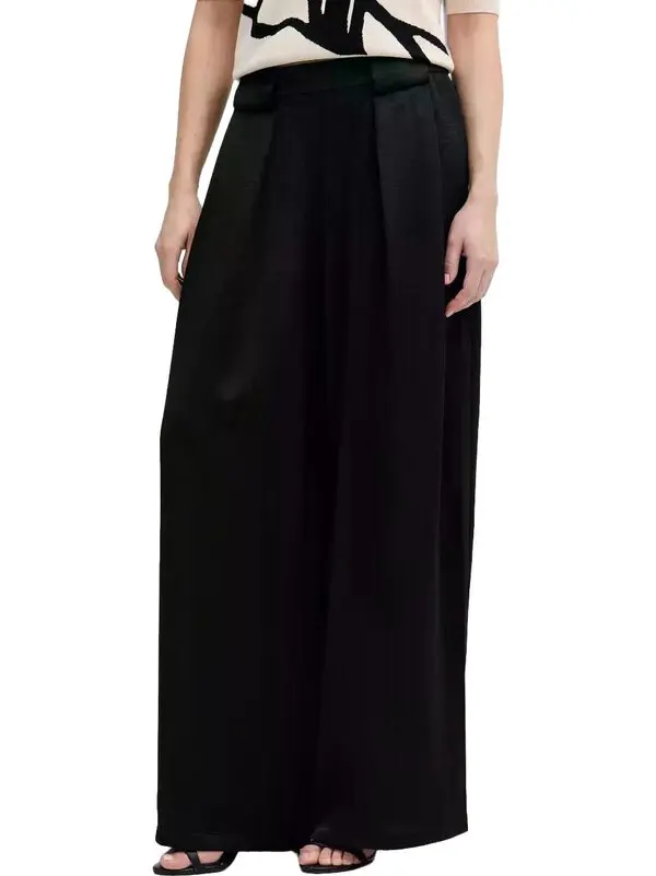 Dkny Palazzo Pants With Pleats And Elastic Waistband - Black