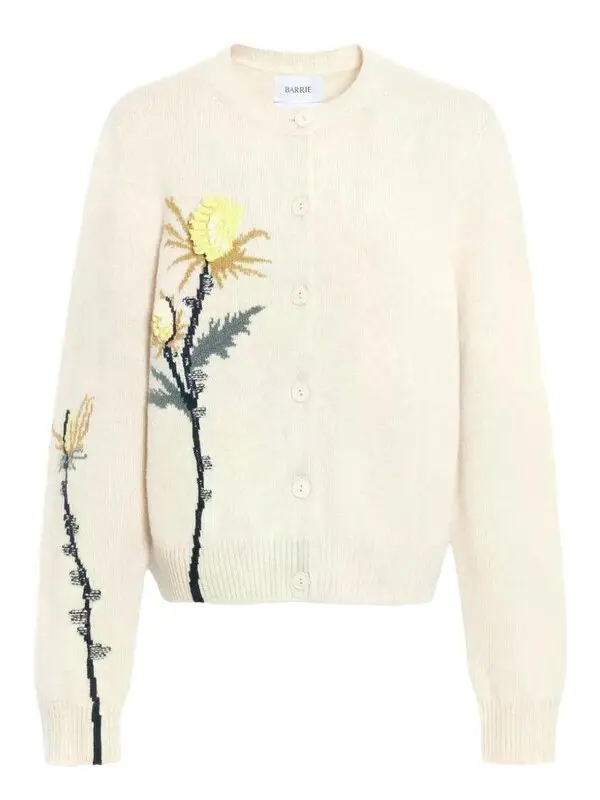 BARRIE Thistle-motif Cashmere Cardigan - White