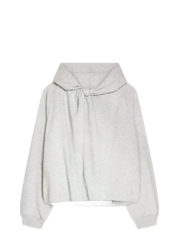 Dries Van Noten Mélange Cotton Oversized Hoodie With Knot Detail - Grey