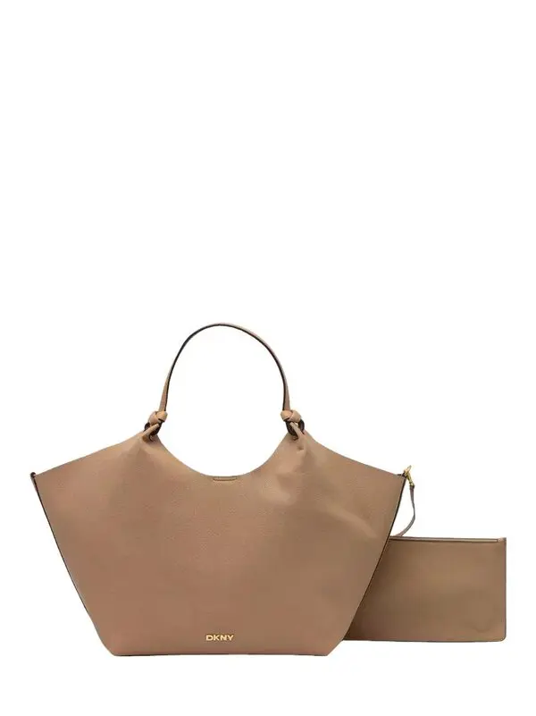 Dkny Extra Large Paula Logo-plaque Pebbled Tote Bag - Neutrals