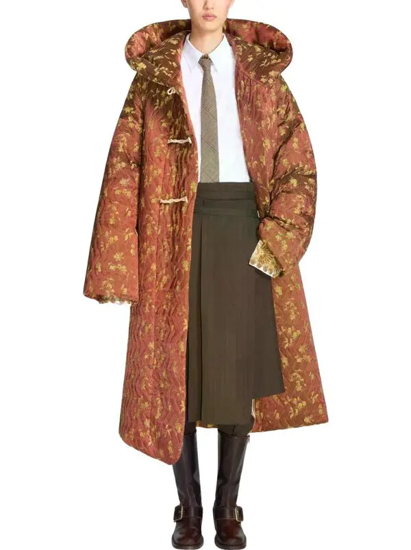 Dries Van Noten Jacquard Duffel Coat - Orange